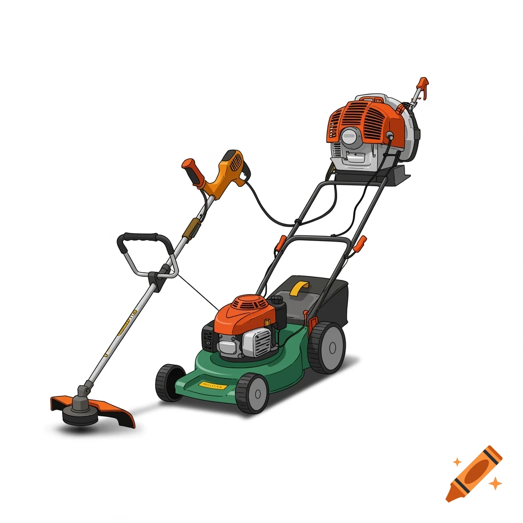 Animated garden tools on white background on Craiyon