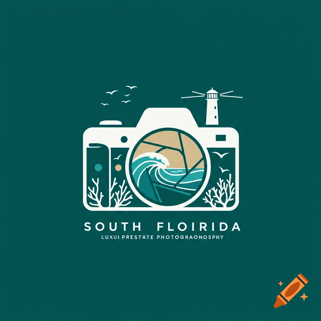 Real estate photography company logo featuring ocean, camera, and ...