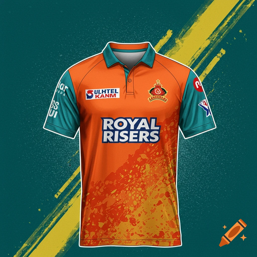 Royal Risers cricket team jersey design in orange, teal, and yellow. on ...