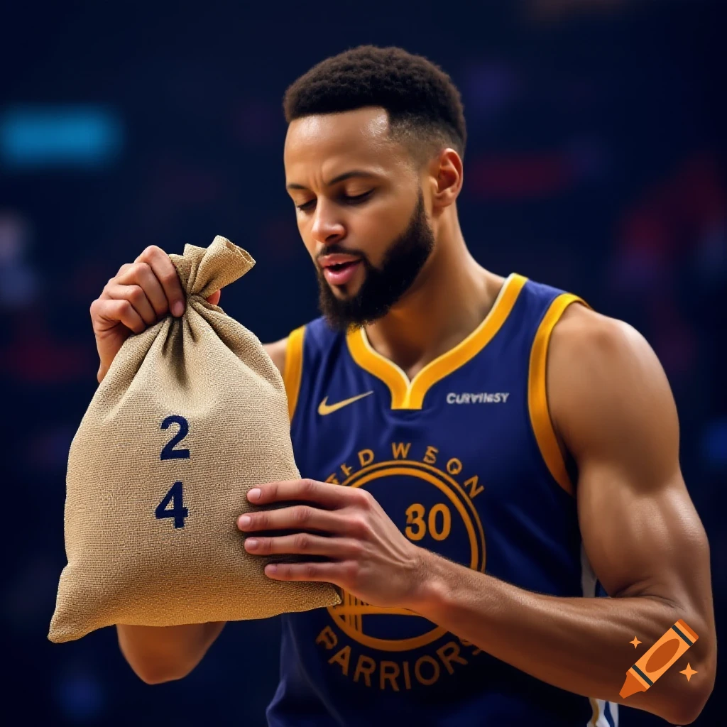 Stephen Curry holding a bag on Craiyon