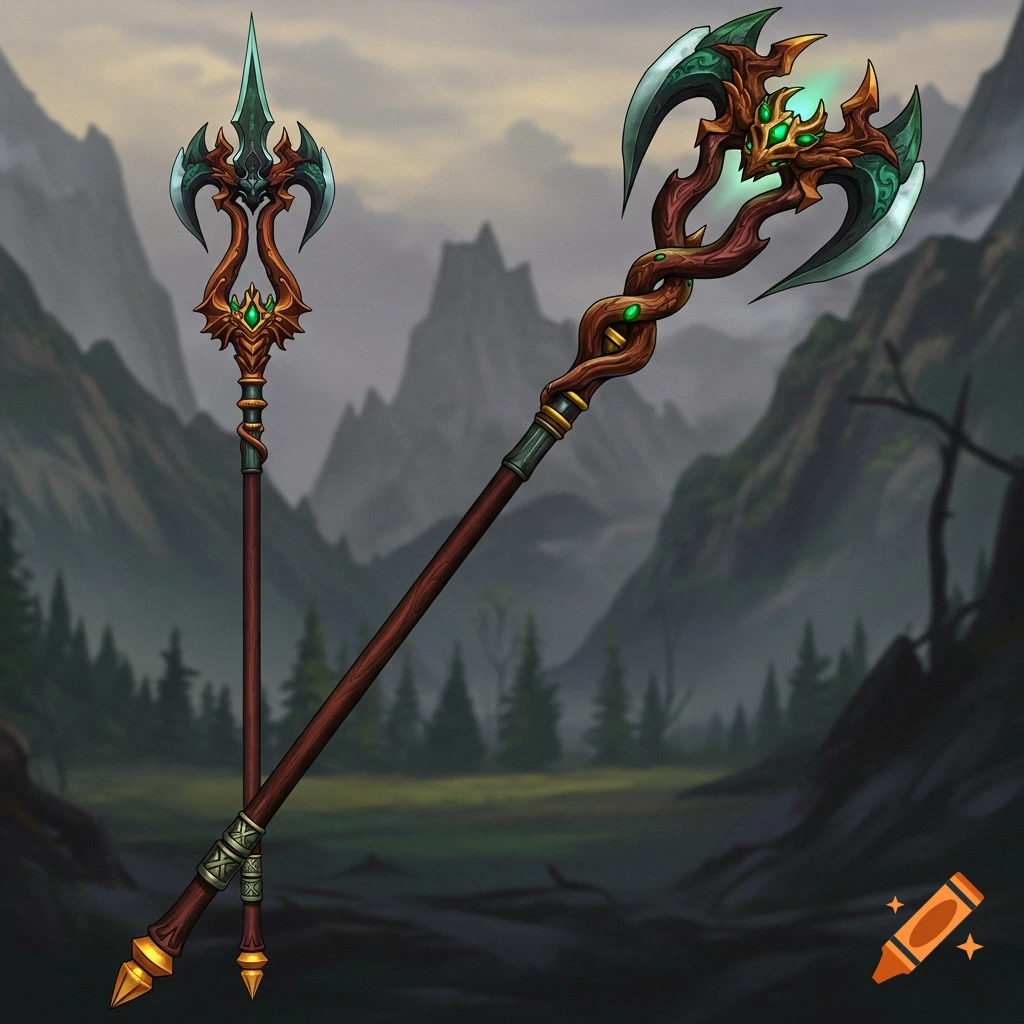 Double-Headed Flanged Staff on Craiyon