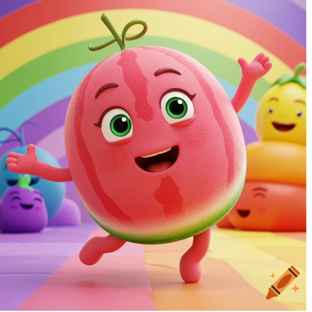 Watermelon character as Bobo Melon on Craiyon