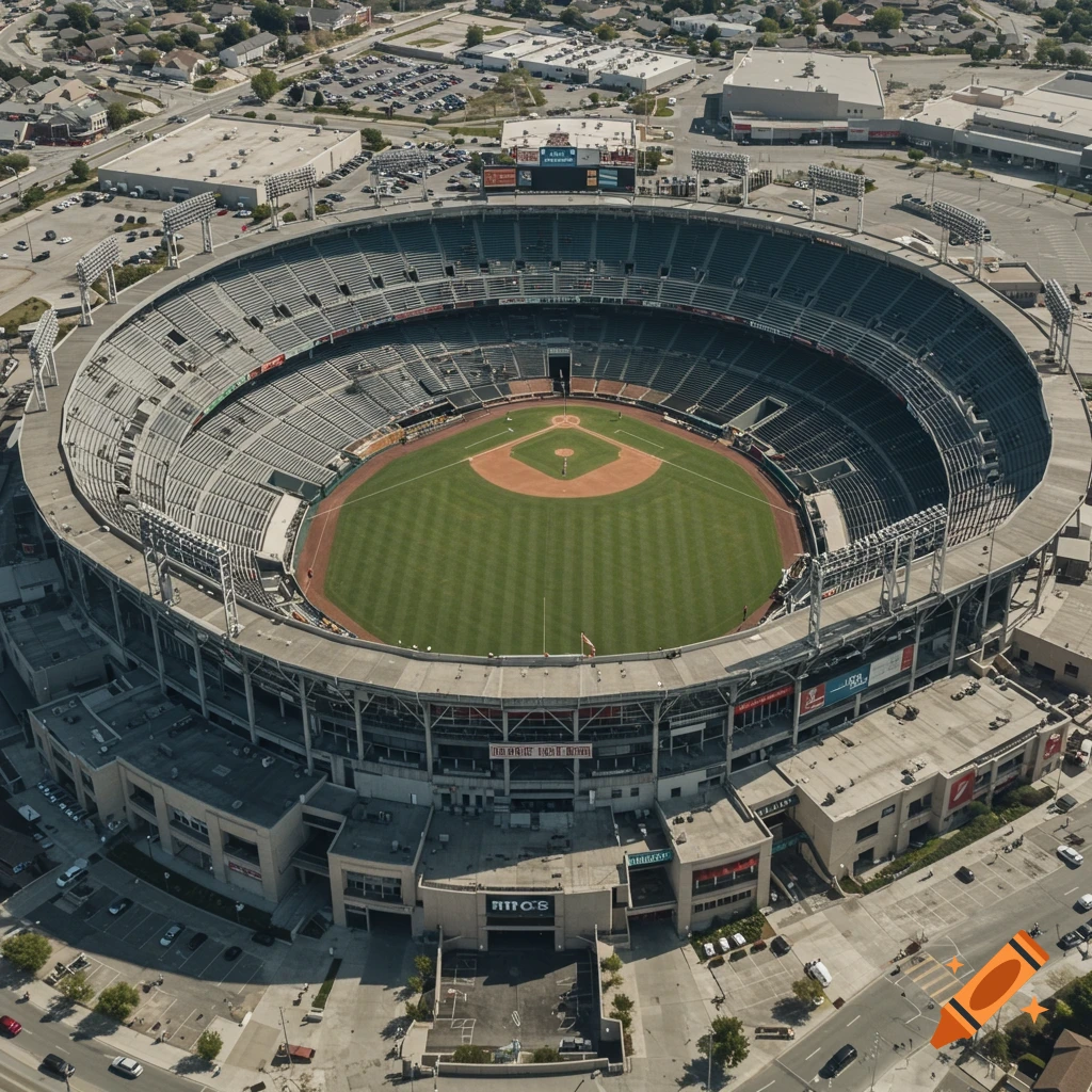 A wide-angle black and white view of a baseball stadium full of ...