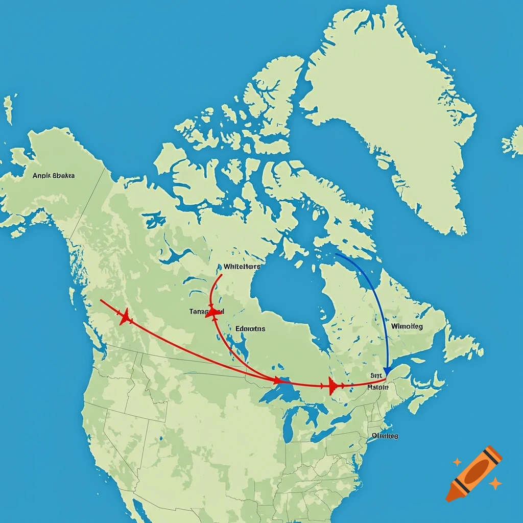 Map of Northwest Territories flight paths to healthcare in Whitehorse ...
