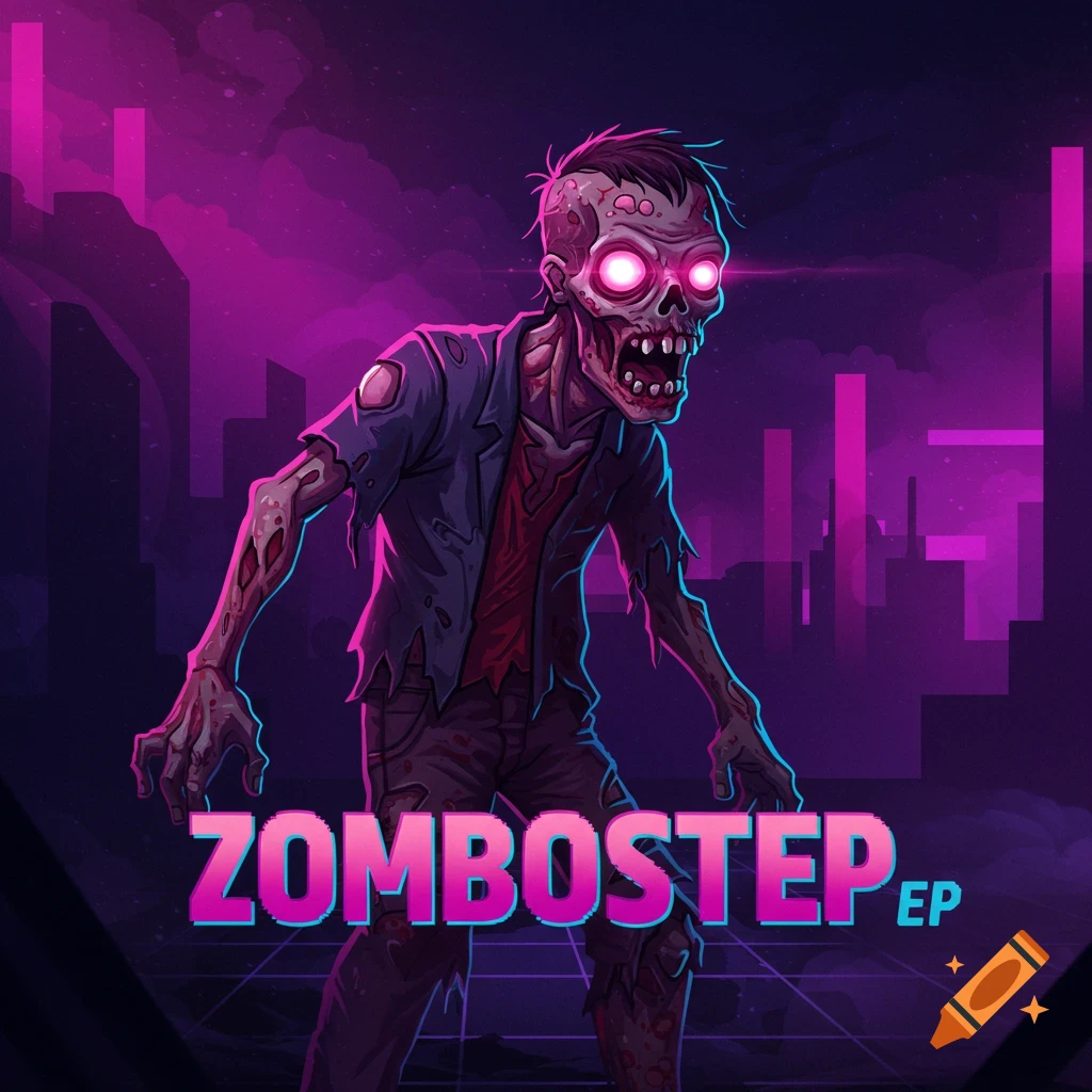 Art cover of a zombie with the title (zombostep ep) on Craiyon