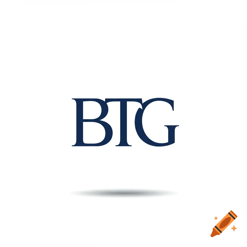 Logo with the letters BTG in dark blue serif font on a white background ...