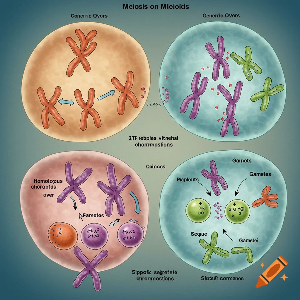 Mitosis And Meiosis Diagram With Chromosomes