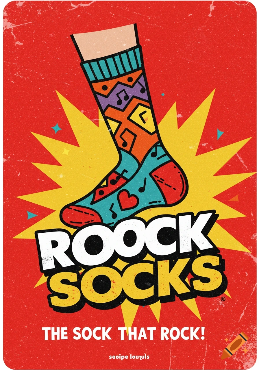 Rock Socks logo with slogan 'the sock that rock!' on Craiyon