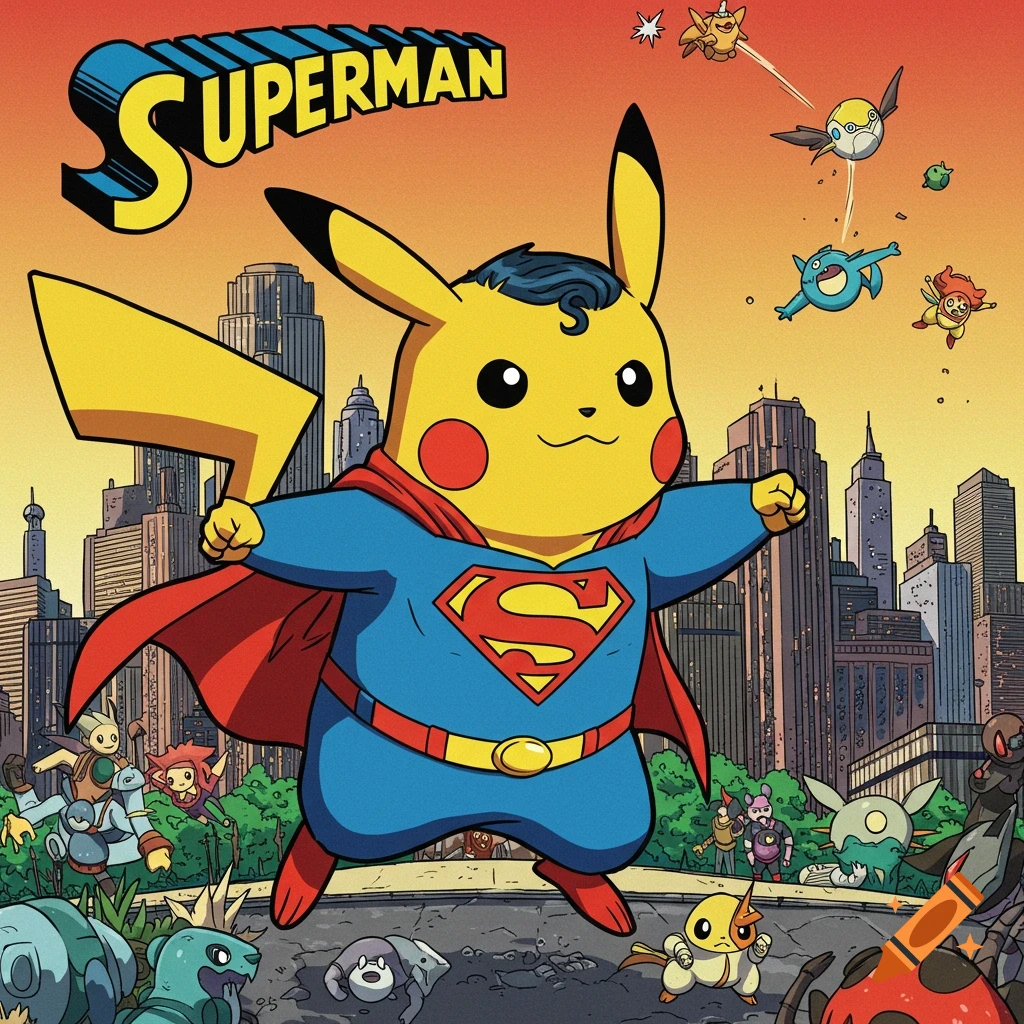 Pokemon as Superman on Craiyon