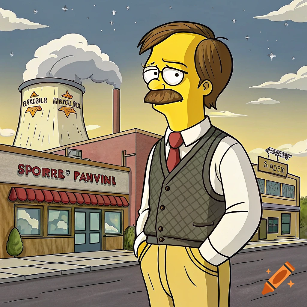 Dwight Schrute as a Simpsons character on Craiyon