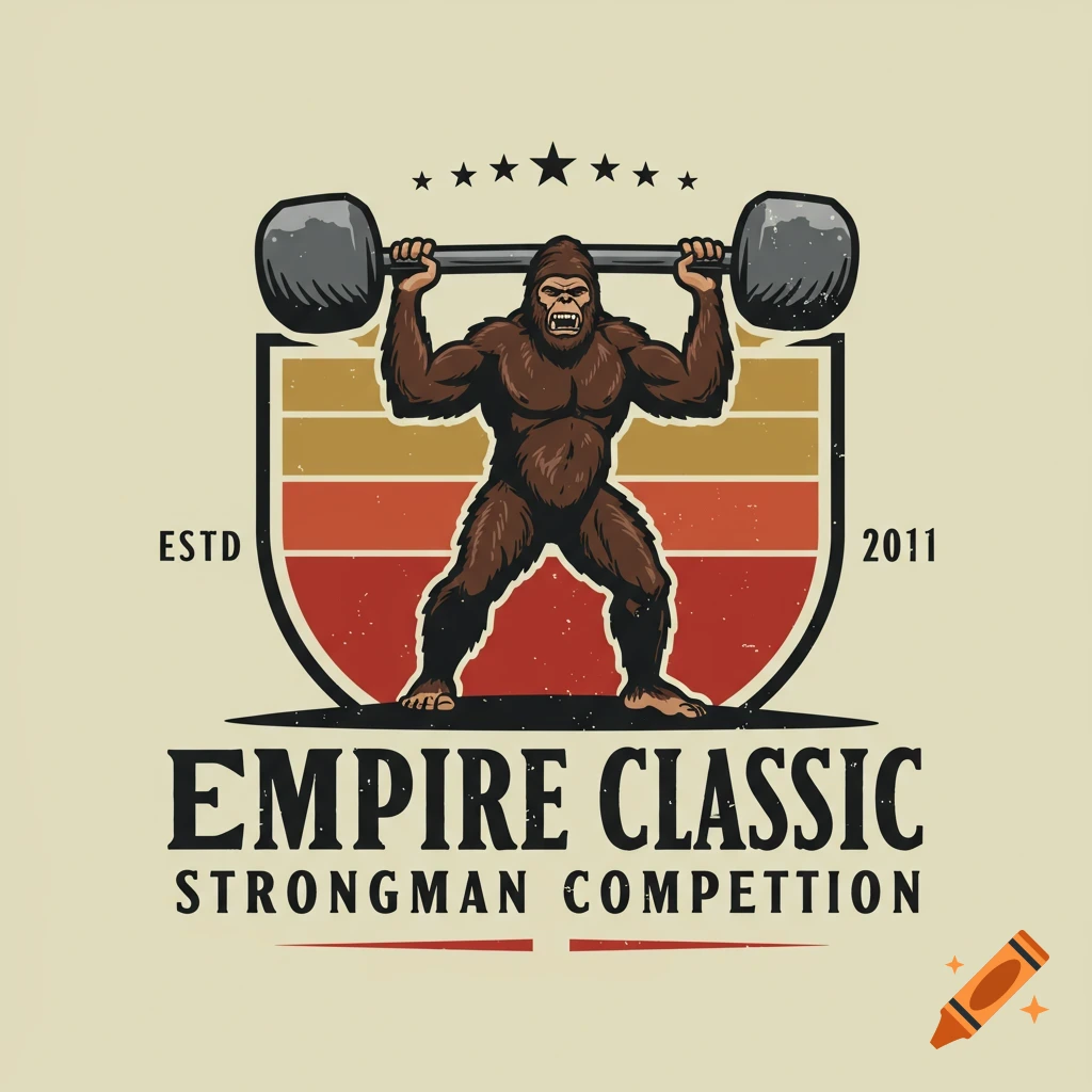 Empire Classic strongman competition logo featuring bigfoot in retro ...