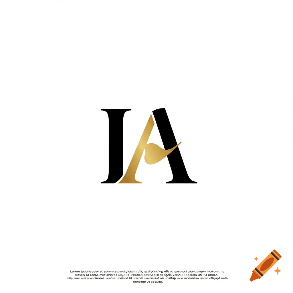 Elegant calligraphy logo of intertwined 'I' and 'A' in black, white ...