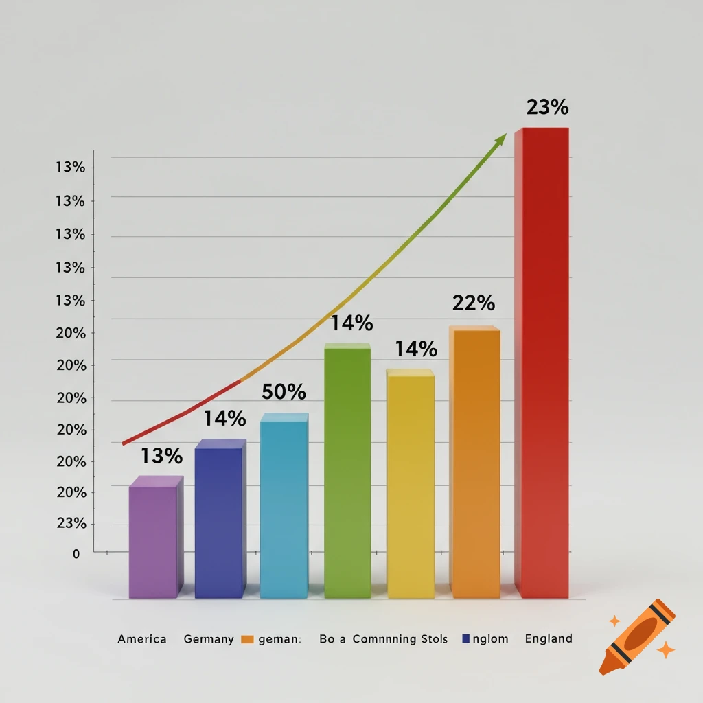 Bar graph showing statistics for America, Germany, Standards, and ...
