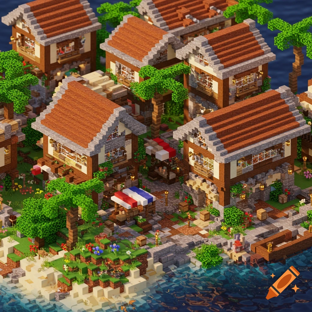 Minecraft mansion made of stone bricks and dark oak wood on Craiyon