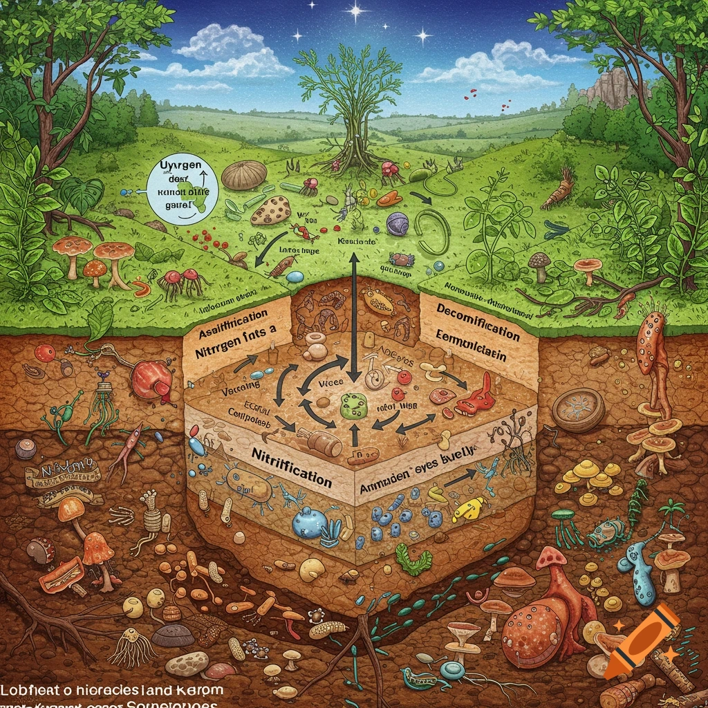 Nitrogen cycle in an ecocolumn on Craiyon