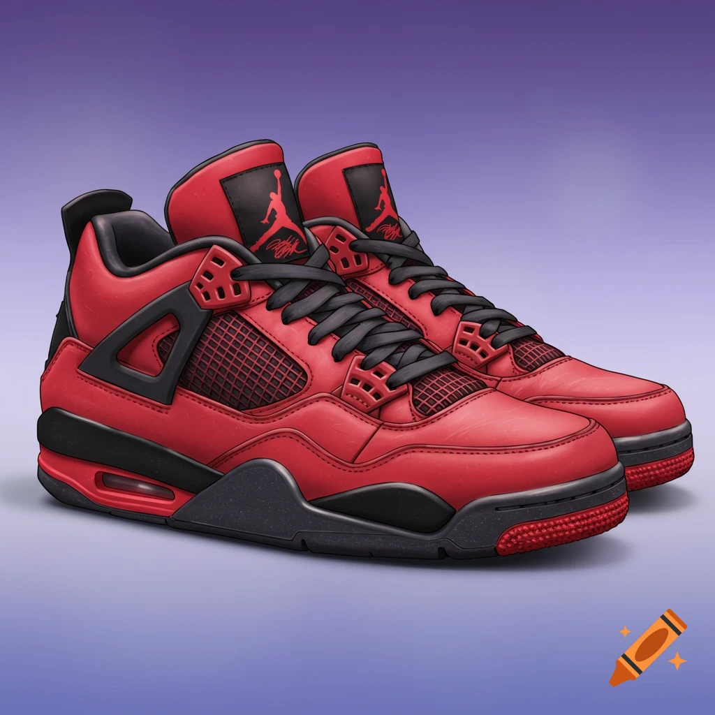 A green and black Jordan 4 sneaker on a white background. on Craiyon