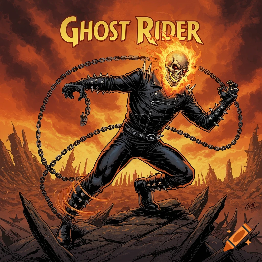 Ghost Rider in epic art on Craiyon