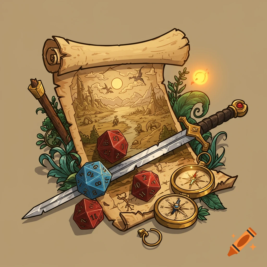 Cartoon Scroll And Quill Feather Quill Pen Writing On An Old Parchment