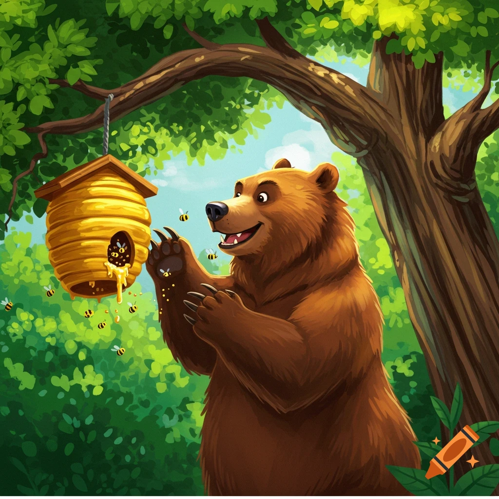 Bear attacking beehive on Craiyon