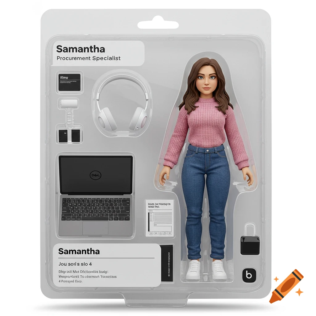 3D rendering of a Samantha Procurement Specialist action figure in ...