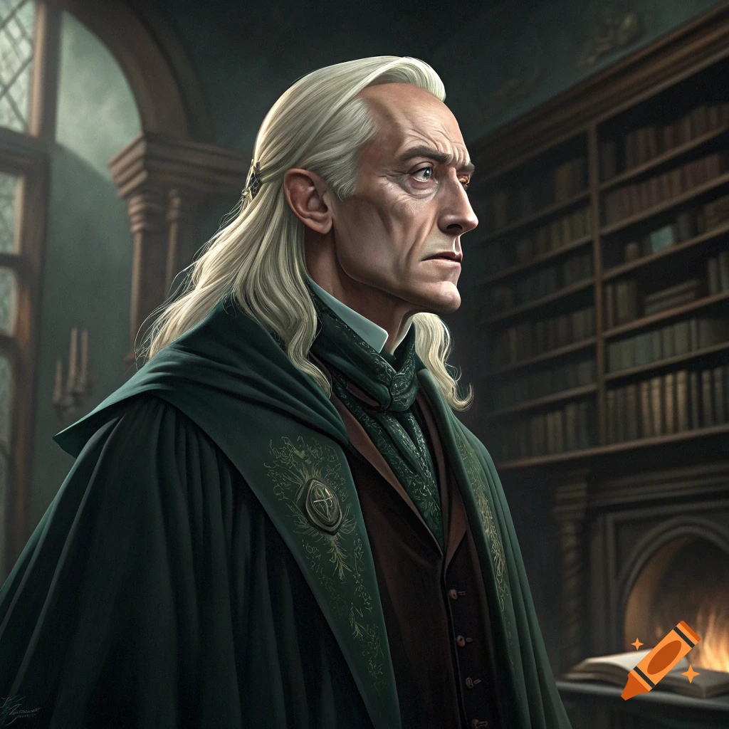 A bald man in red robes faces an elderly wizard with a long white beard ...