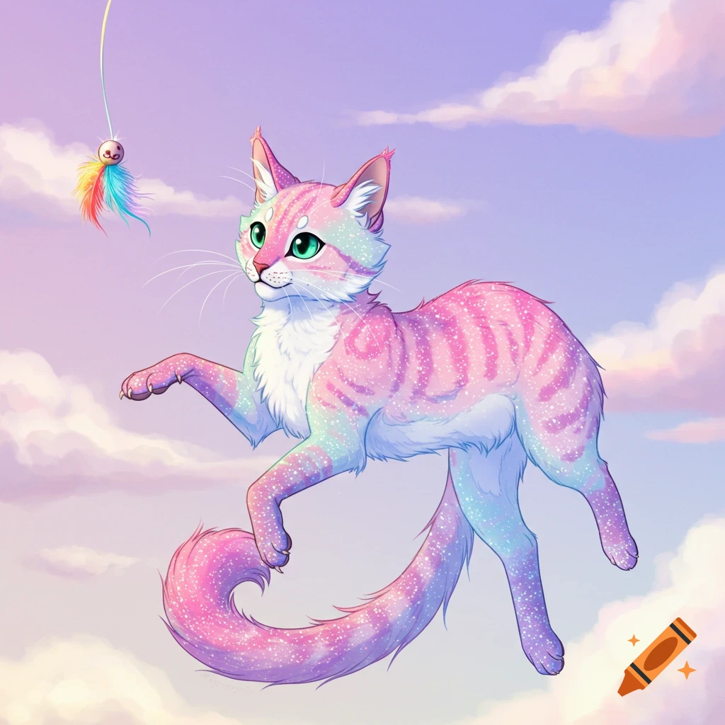 A cute cartoon ghost cat with a visible skeleton floats in a blue sky ...