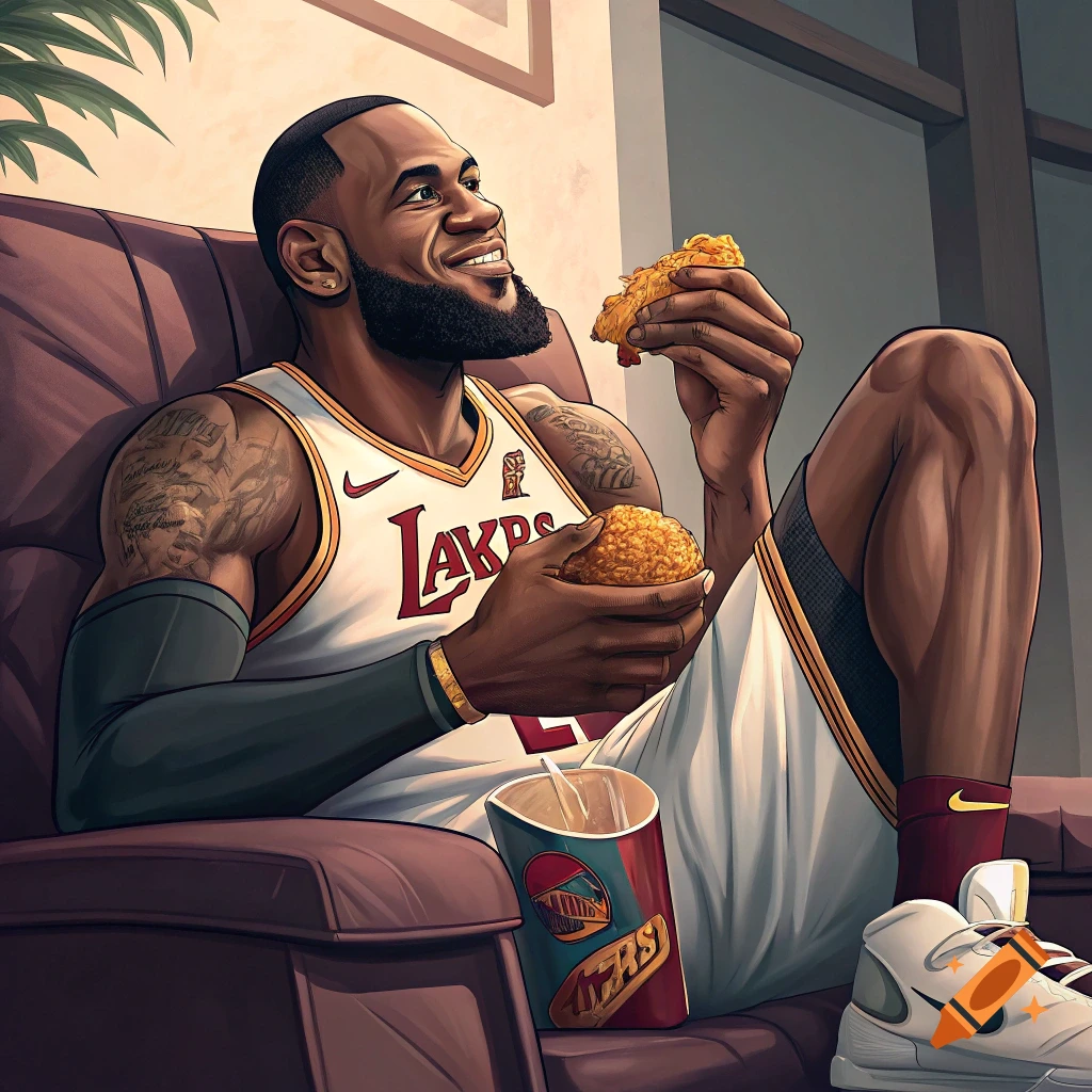 LeBron James wearing a coffee apron on Craiyon