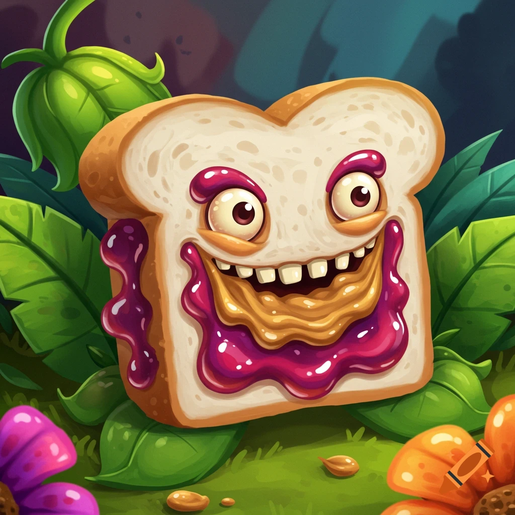 Peanut butter jelly sandwich in Plants vs Zombies style on Craiyon