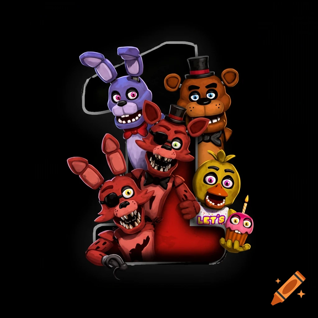 Five Nights at Freddy's characters on Craiyon