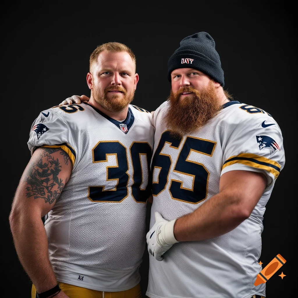 AJ Hawk and Pat McAfee as stepbrothers on Craiyon