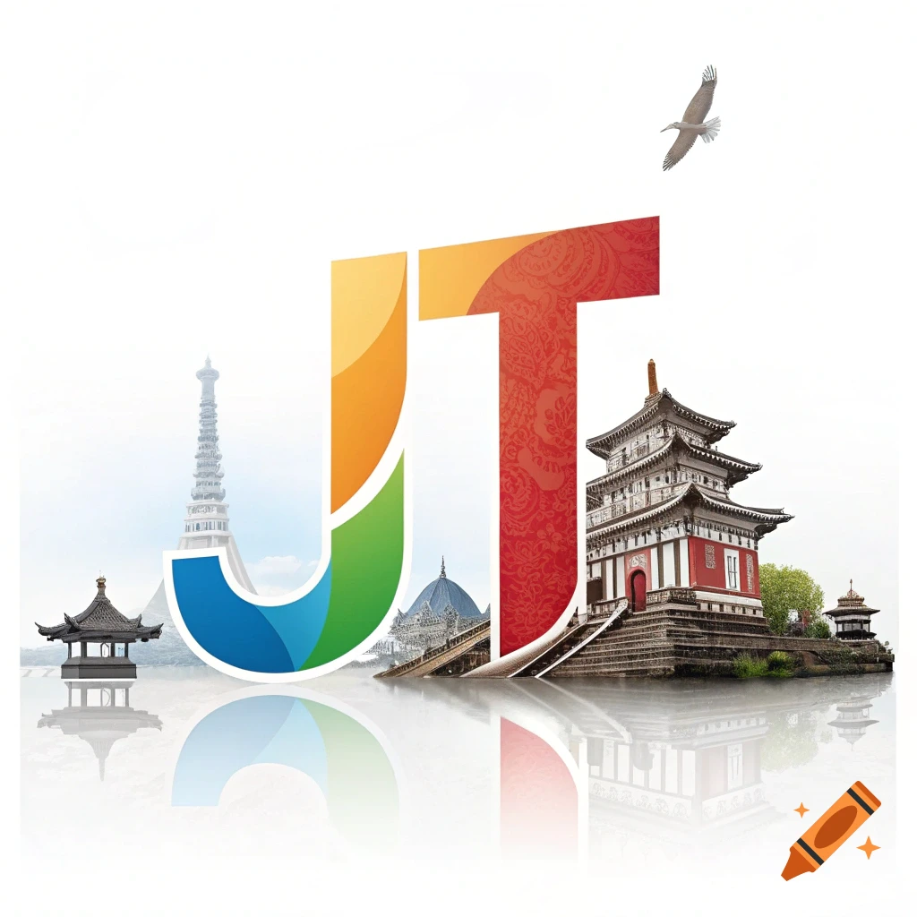 Large letters JT are overlaid on an image of diverse landmarks and a ...