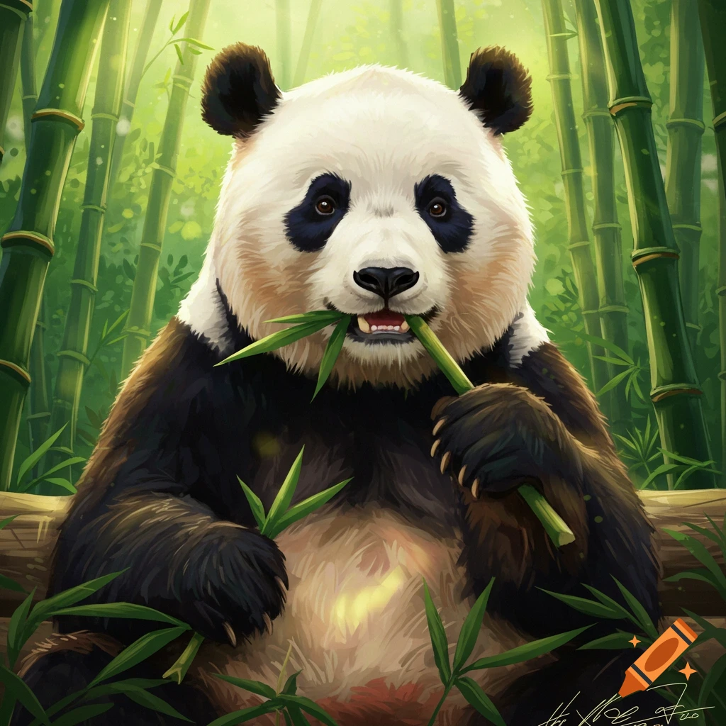 Cartoon of a cute yet angry conniving panda bear on Craiyon