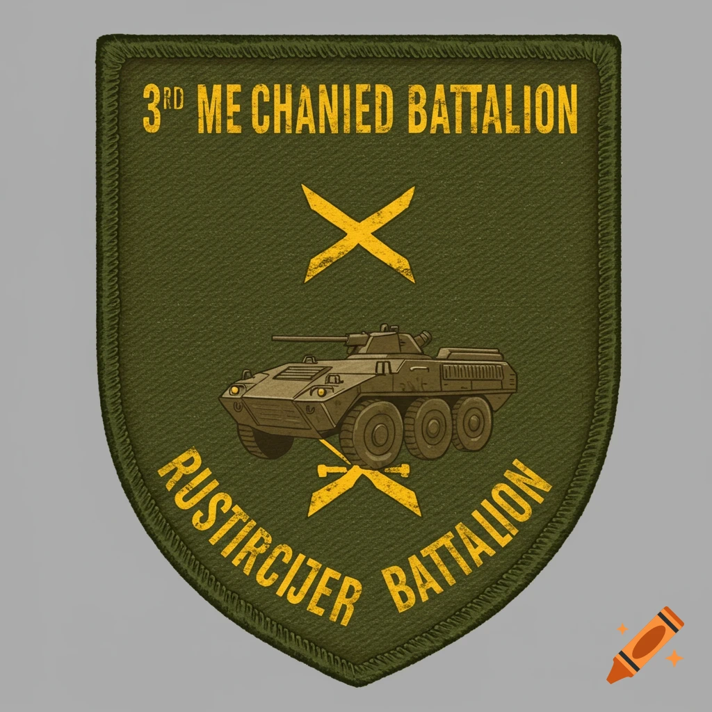 3rd Mechanized Battalion army unit patch with military vehicle graphic ...