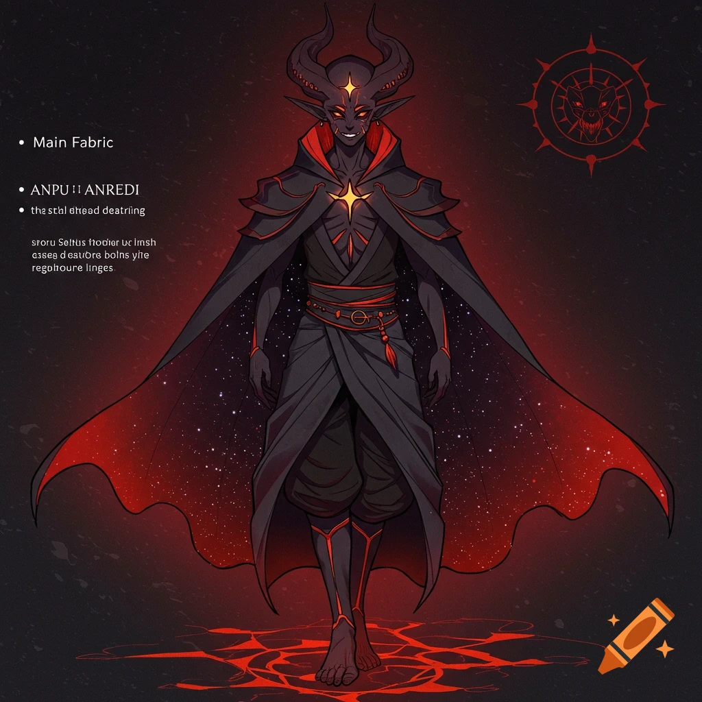 Anime demon with celestial thread detailing on Craiyon