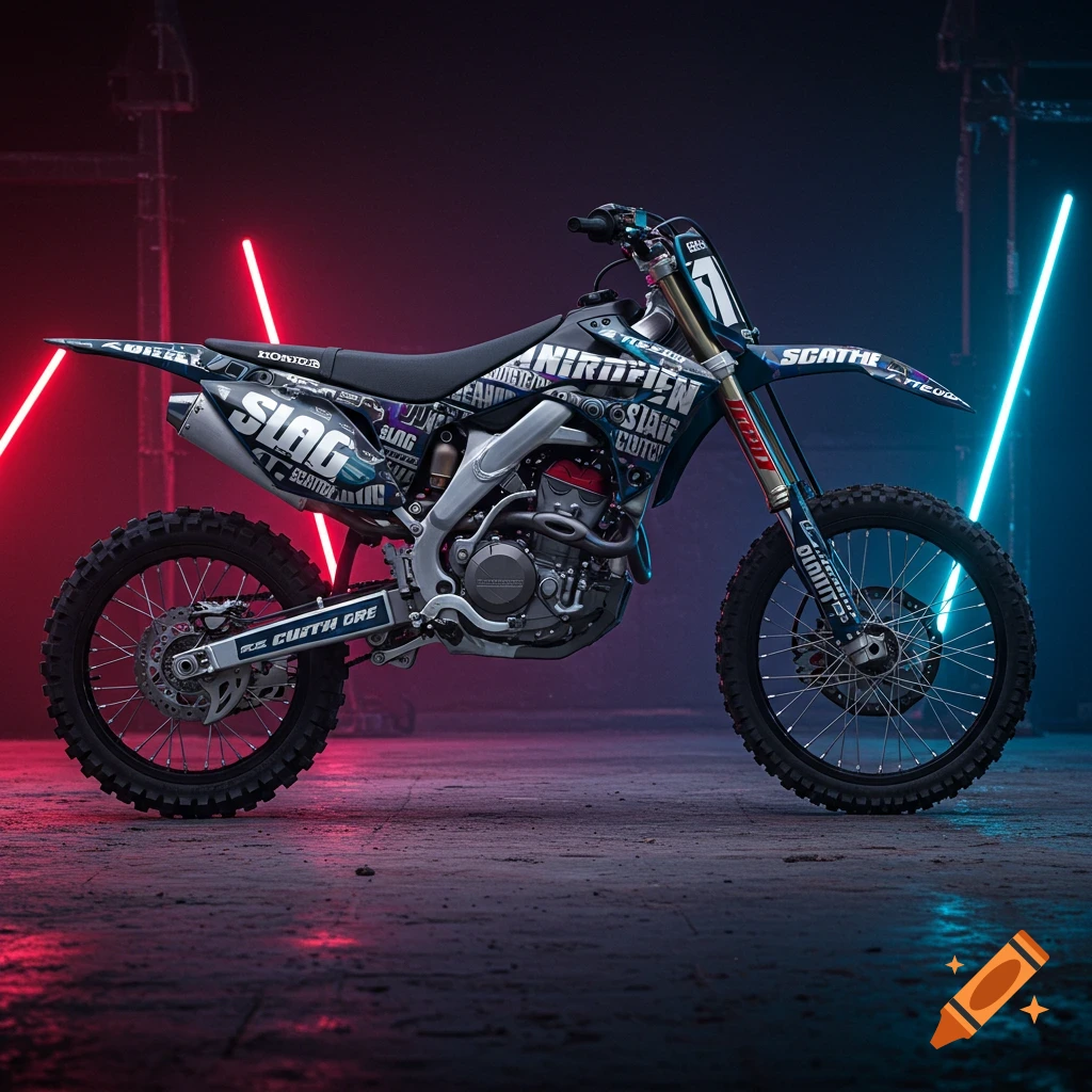 Honda 450rx with custom text wrap on Craiyon