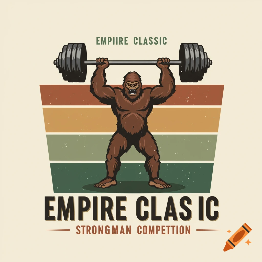 Empire Classic strongman competition logo featuring bigfoot in retro ...