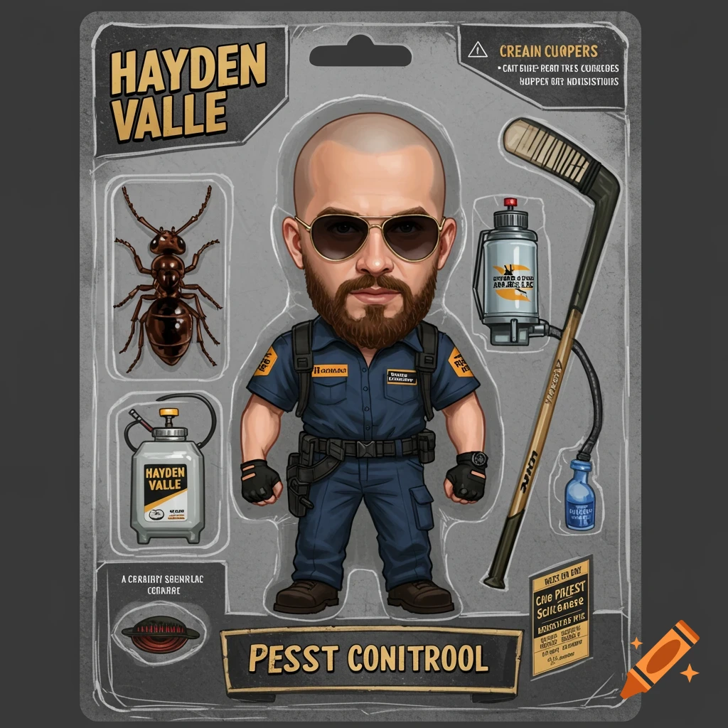 Hayden Valle action figure in pest control outfit with accessories on ...