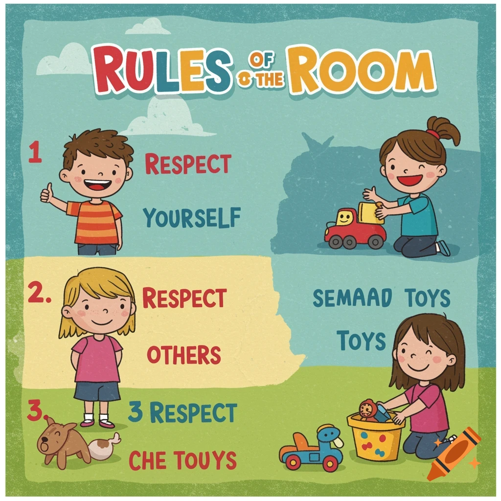 Rules of the Room poster for kids on Craiyon