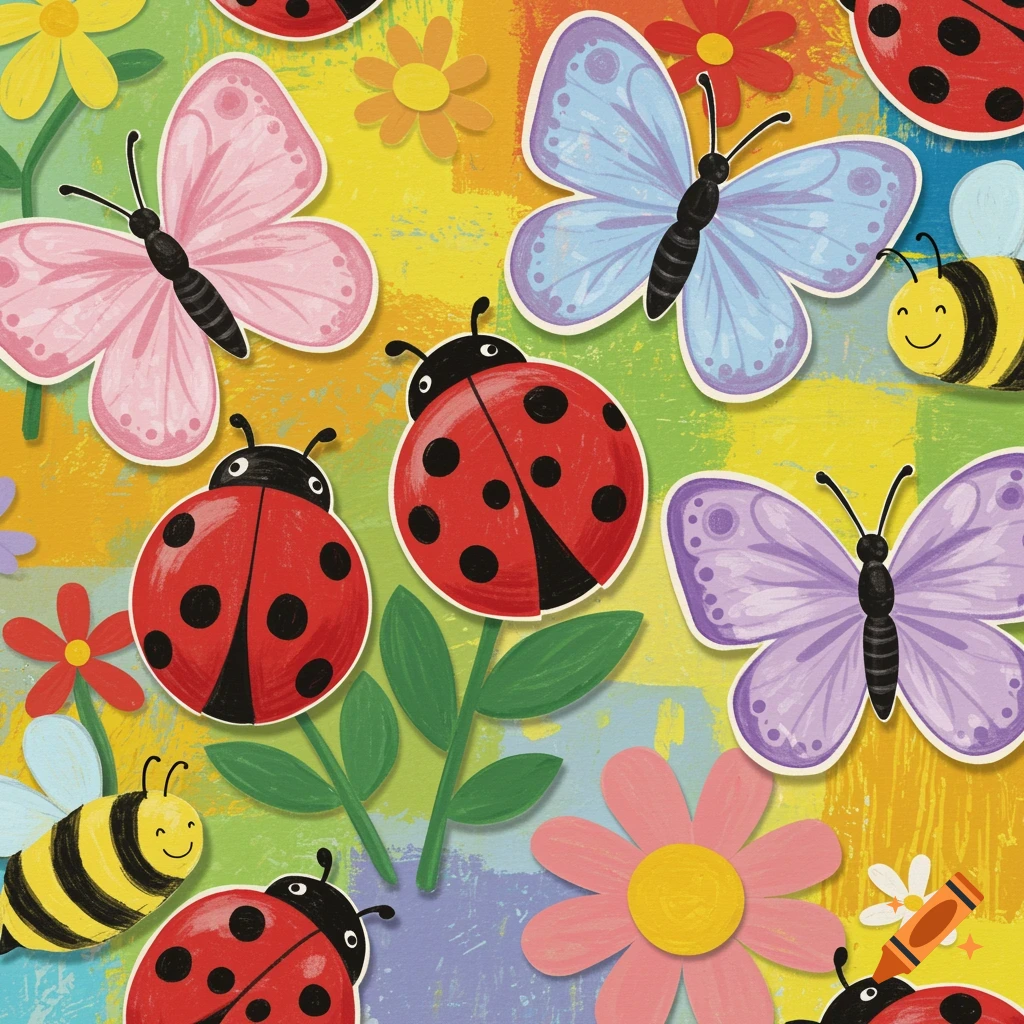 Cute animal cutouts of ladybugs and butterflies on Craiyon