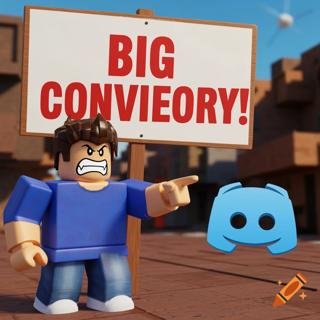 Mad Roblox character pointing at a sign that says Big Controversy with ...