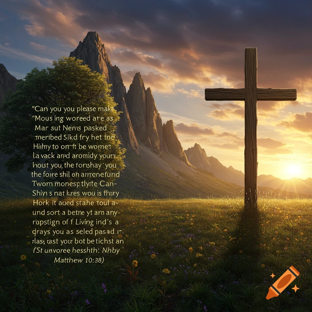 Minimalist design of Philippians 4:13 with mountain and sun on Craiyon