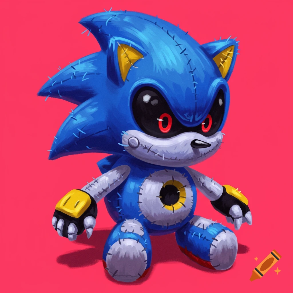 A bootleg Metal Sonic plush toy on Craiyon