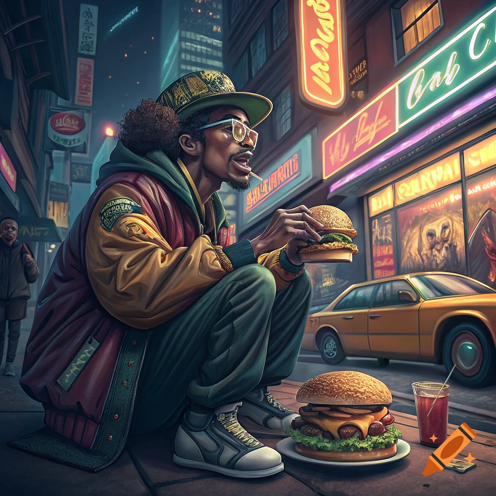 Person eating a triple burger at Burger King with Jonny Gilbert. Likely ...