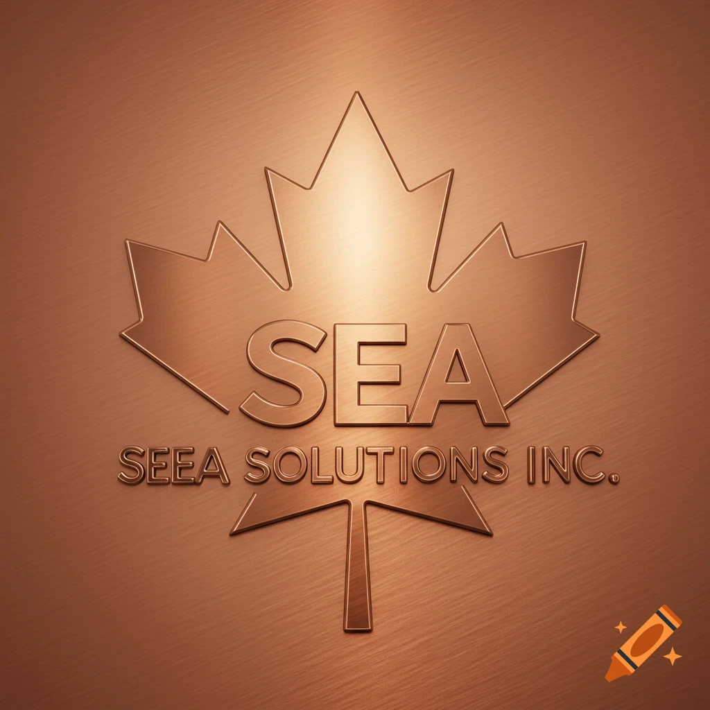 SEA Solutions Inc. logo with copper maple leaf on Craiyon