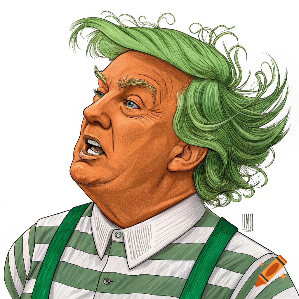 Donald Trump as an Oompa Loompa cartoon on Craiyon