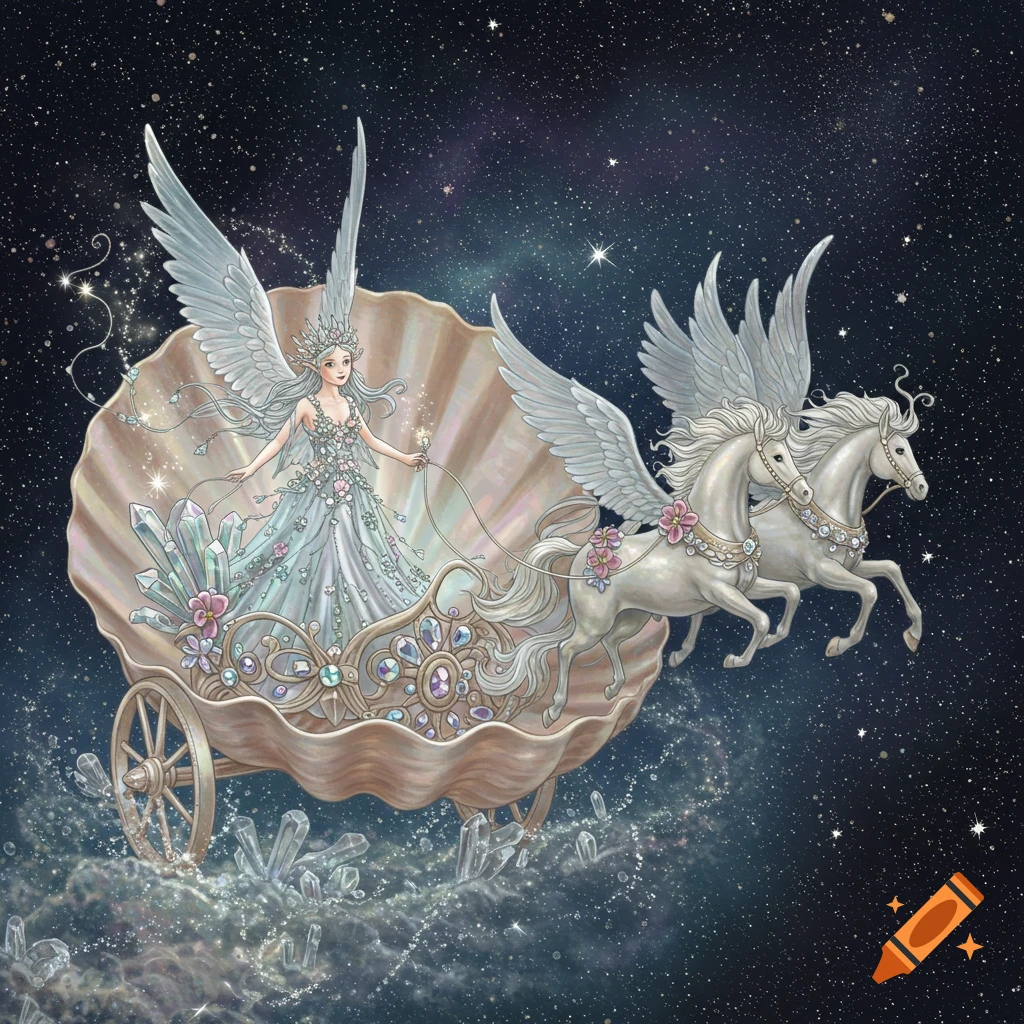 Queen Mab and chariot illustration inspired by Romeo and Juliet on Craiyon