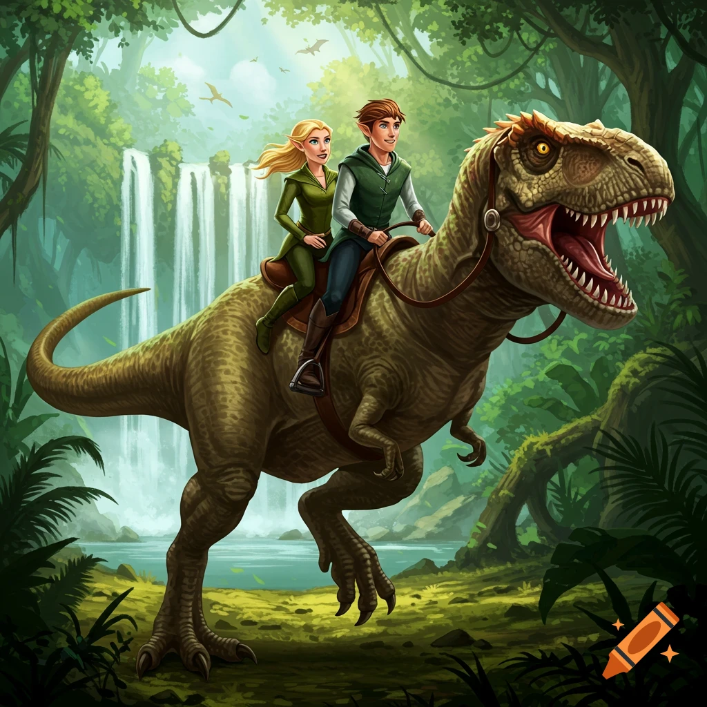 Sophie Foster and Dex Dizzney from Keeper of the Lost Cities riding a T ...