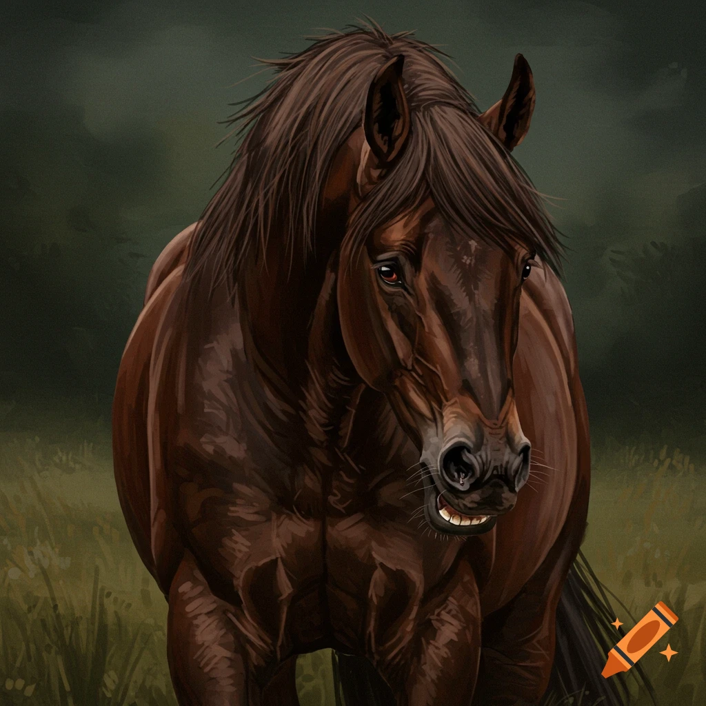 Angry-looking horse on Craiyon