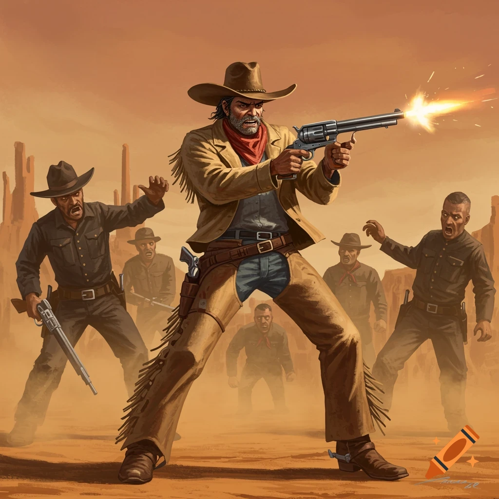 Cowboy shooting guards with a gun on Craiyon