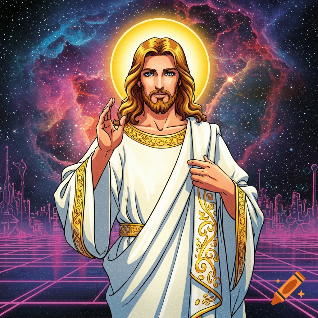 Jesus Christ in 80s anime style on Craiyon